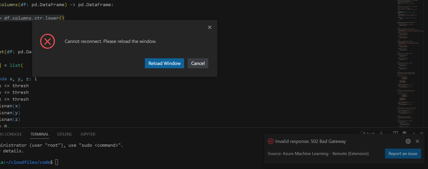 Cannot reconnect : Please Reload the window. Invalid response:502 Bad Gateway · Issue #1622 ...