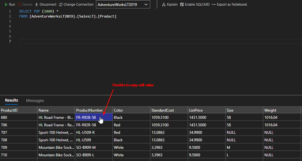 Unable to copy / paste cell data from query Results table · Issue #16844 · microsoft ...