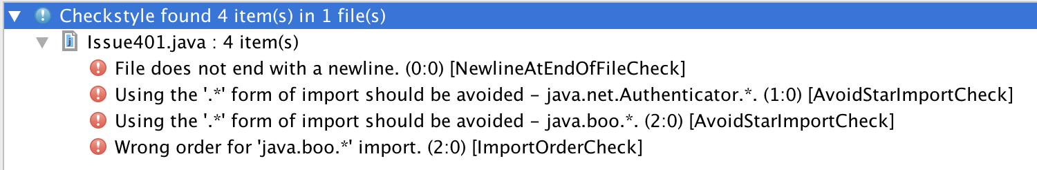 Avoidstarimport Excludes Don T Work · Issue 401 · Jshiell Checkstyle Idea · Github