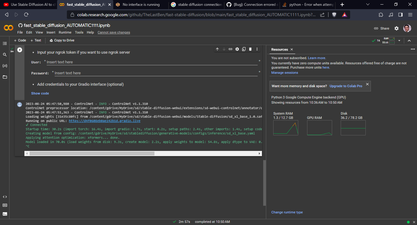 [Bug]: Connection errored out. Google Colab · Issue #11304 · AUTOMATIC1111/stable-diffusion ...