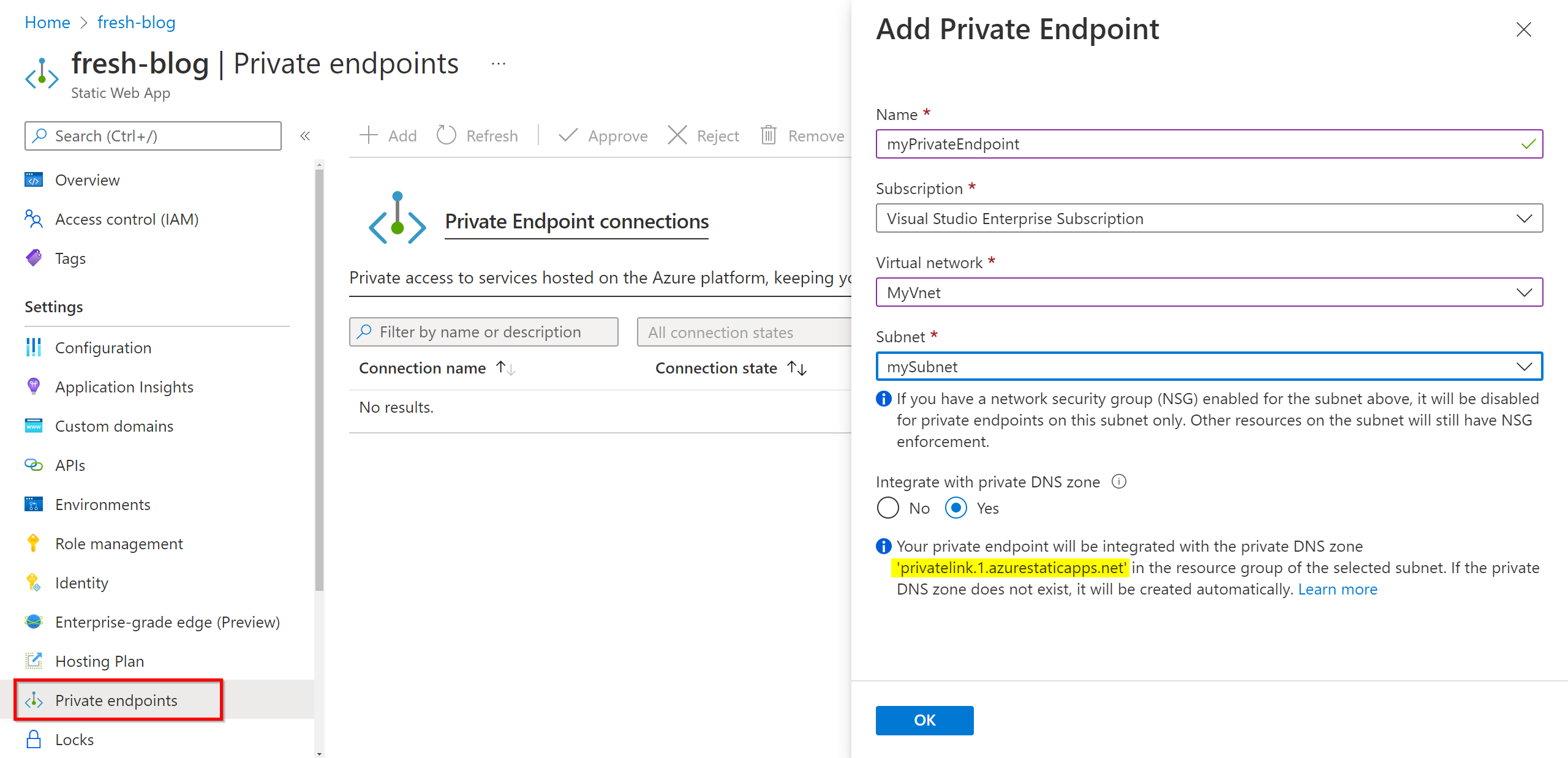 Private endpoint DNS zone name is different from what is shown in screenshot · Issue #95617 ...