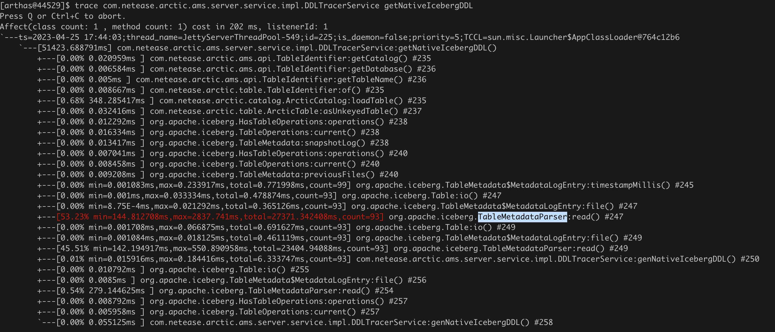 [Improvement]: Loading `Operations` Tab of Iceberg Format table with Hive metastore costs a long ...