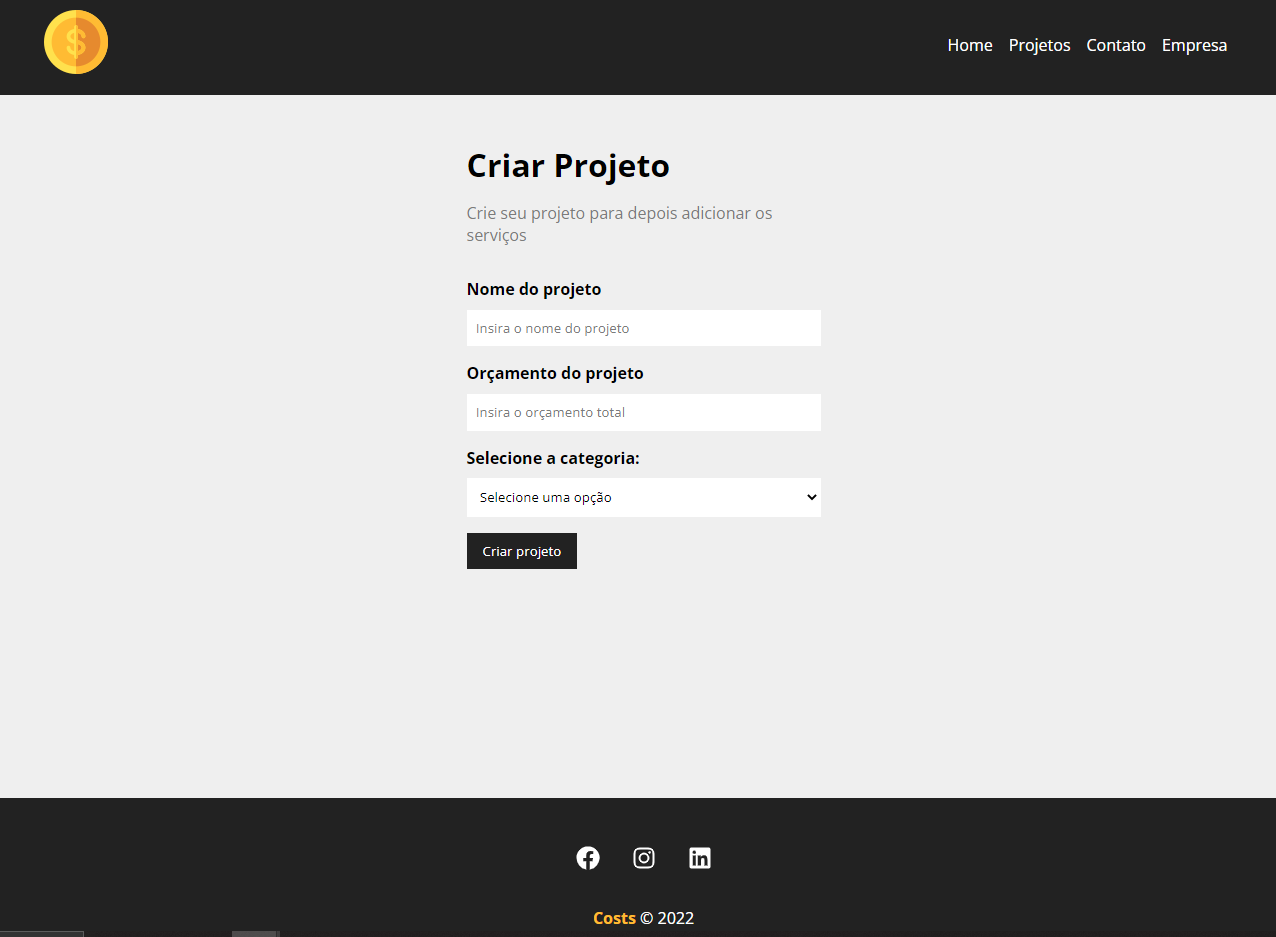 Github Edsonakavesprojeto Costs Reactjs Gerenciador De Projeto Costs Desenvolvido Durante O
