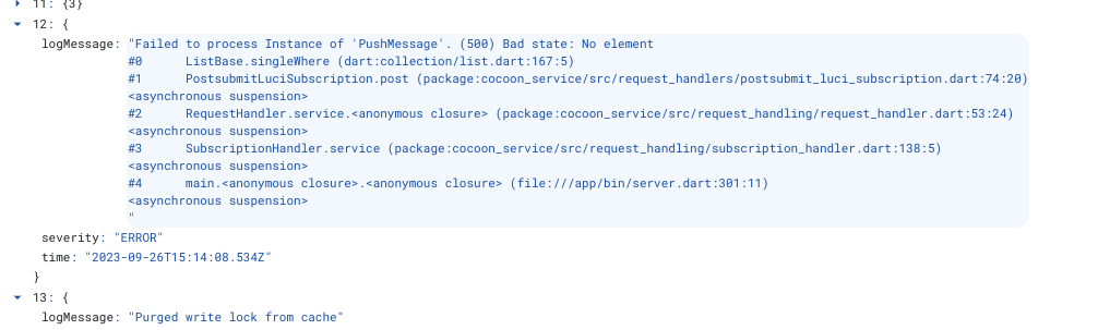 500 Errors With Bad State No Element On Luci Postsubmit · Issue 135508 · Flutter