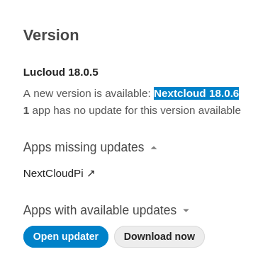 No update for Nextcloud 8.0.6 · Issue #1143 · nextcloud/nextcloudpi · GitHub