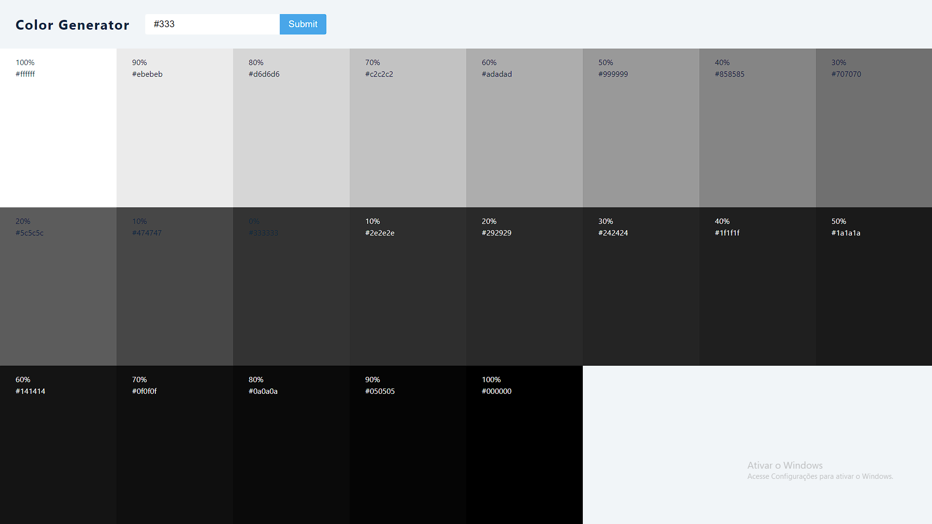 Github Diegobp02colorgenerator Reactjs Página Que Gera As Variações De Tonalidades De Uma 