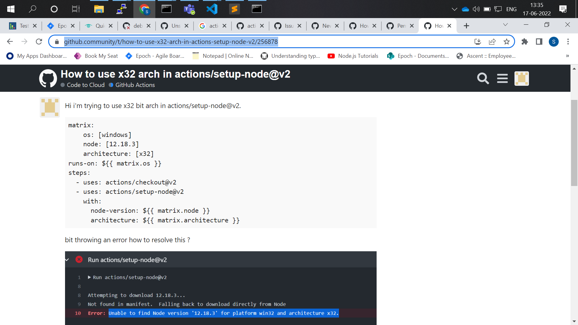 trying to use x32 arch · Issue #523 · actions/setup-node · GitHub