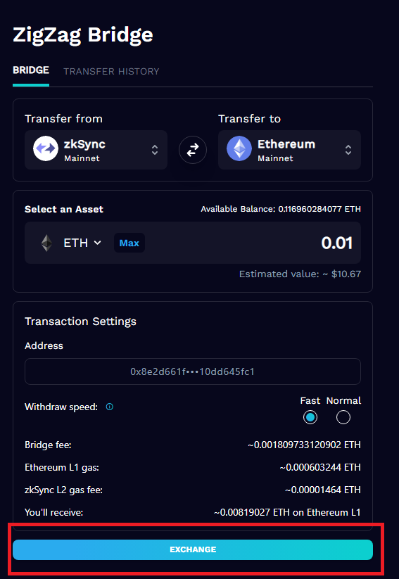 Bridge - While bridging Polygon -> zkSync it says "connect wallet ...