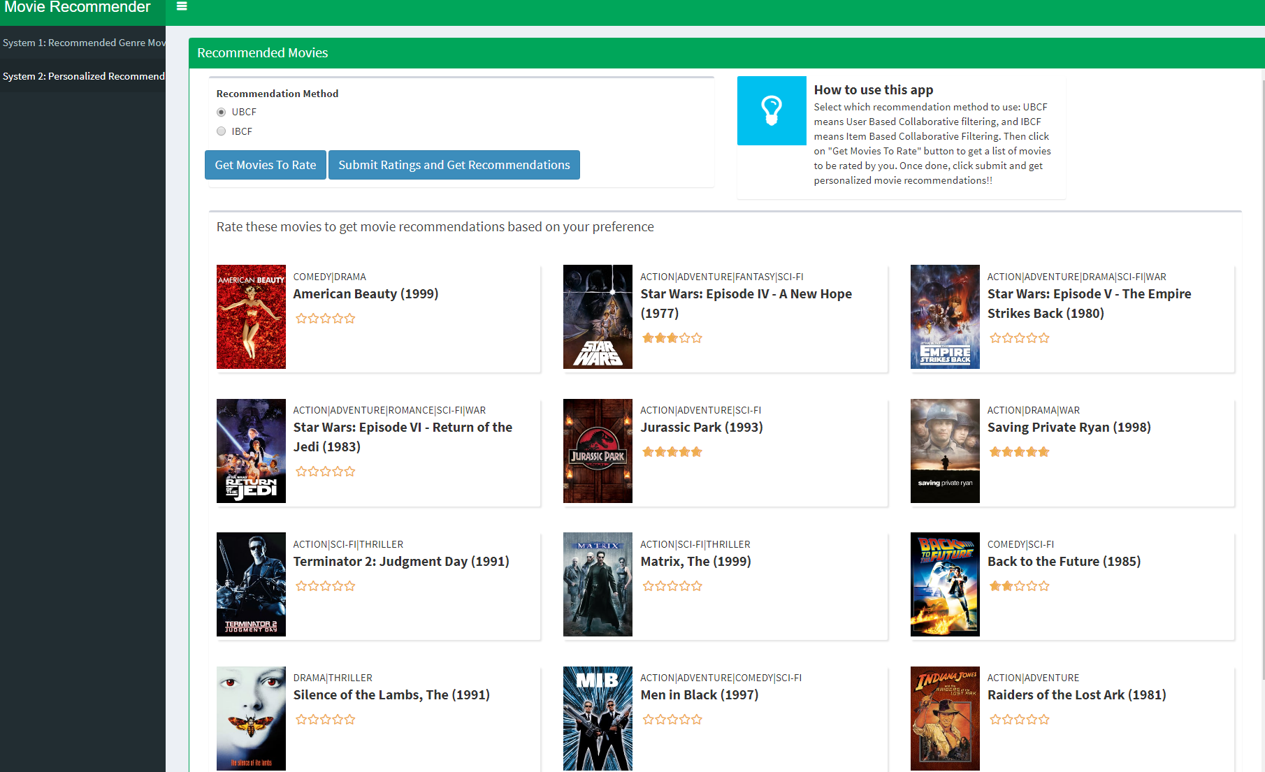 GitHub - tonymuu/MovieRecommender: UBCF/IBCF Movie Recommendation based on the MovieLens dataset ...