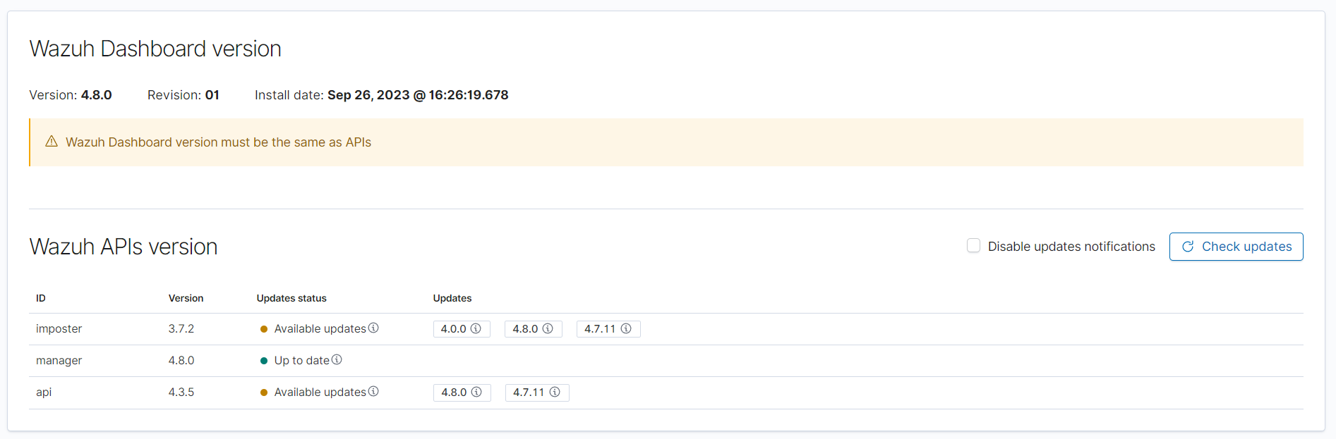 Get and show available updates for each API · Issue #105 · wazuh/wazuh ...