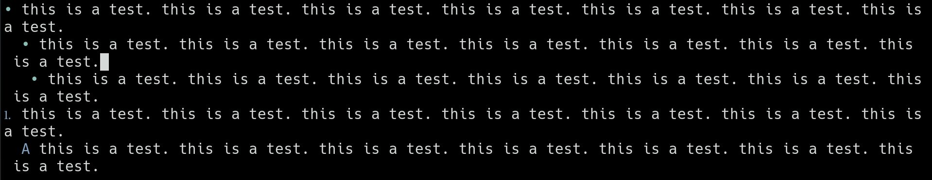 Better softwrap for neorg lists · Issue #371 · nvim-neorg/neorg · GitHub