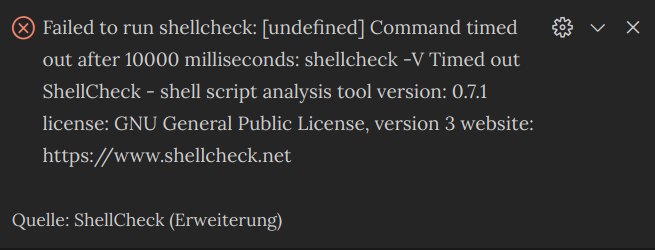 Failed to run shellcheck: [null] Command failed · Issue #144 · vscode-shellcheck/vscode ...