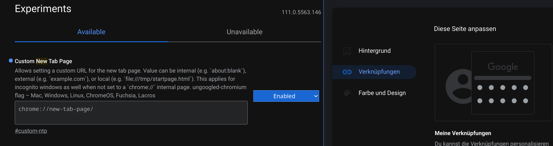 Ungoogle chrome://new-tab-page/ and make it able to be used without ...