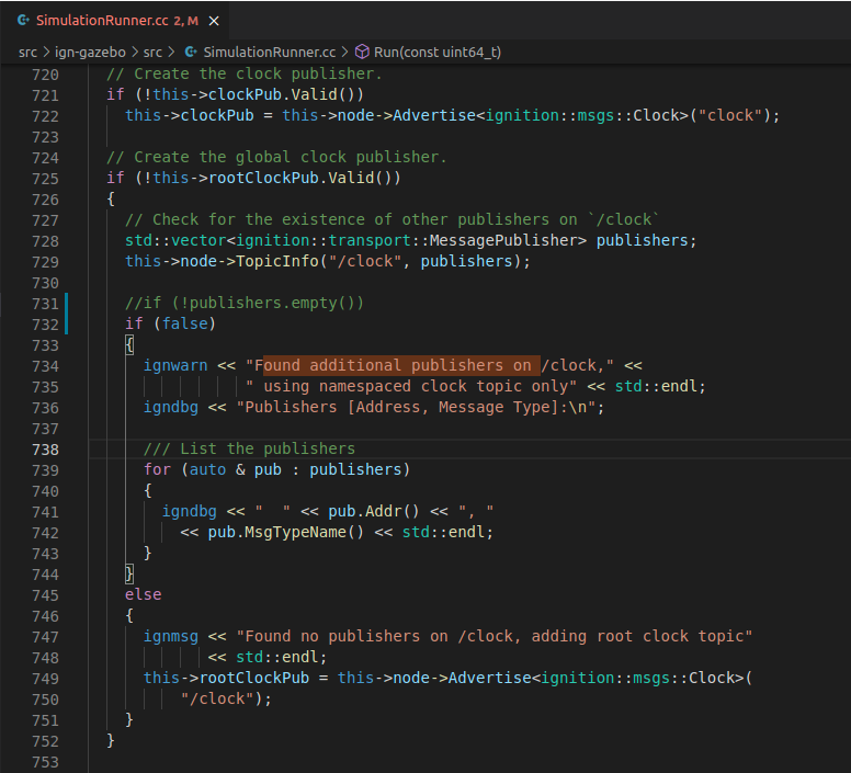 /clock not published when using "ros_ign_bridge/parameter_bridge" to ...