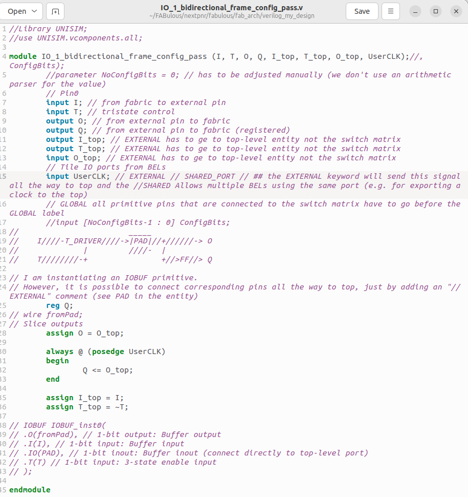 Yosys compilation failed with message : `Inst_B_IO_1_bidirectional ...