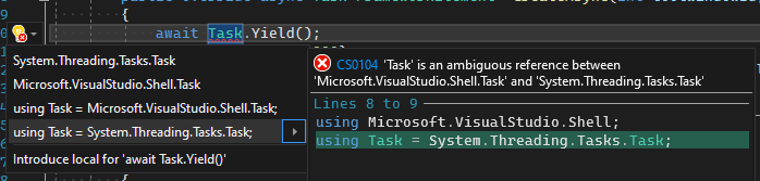 Suggest user add `using Task = System.Threading.Tasks.Task` to source files · Issue #31 ...