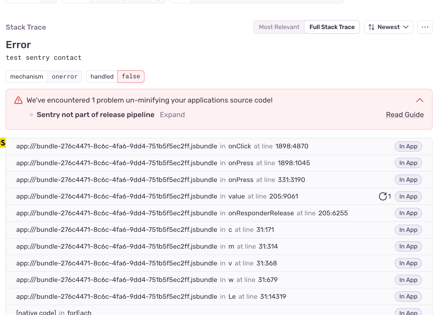 no bundle connected to this release · Issue #3078 · getsentry/sentry-react-native · GitHub