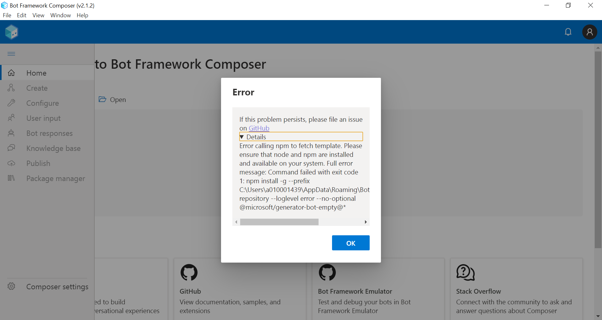 Bot Framework Composer Cant Integrate Extend Bot Framework Composer From Power Virtual 7203