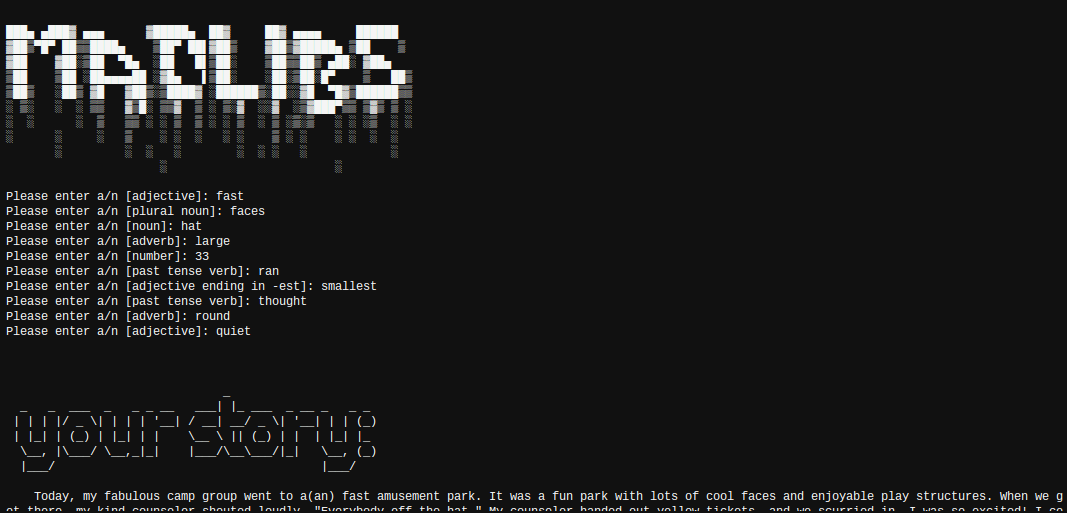 Github Brudesdevmadlibs Madlibs Game Created Using Python And Hermanfasset Api 8411