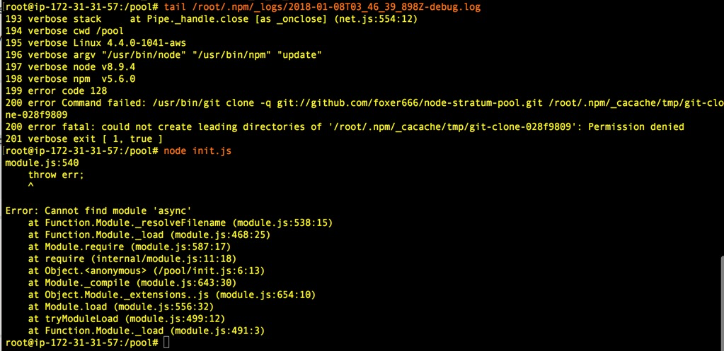npm install stratum-pool - error code 128 - Ubuntu 16.04.03 · Issue #537 · zone117x/node-open ...