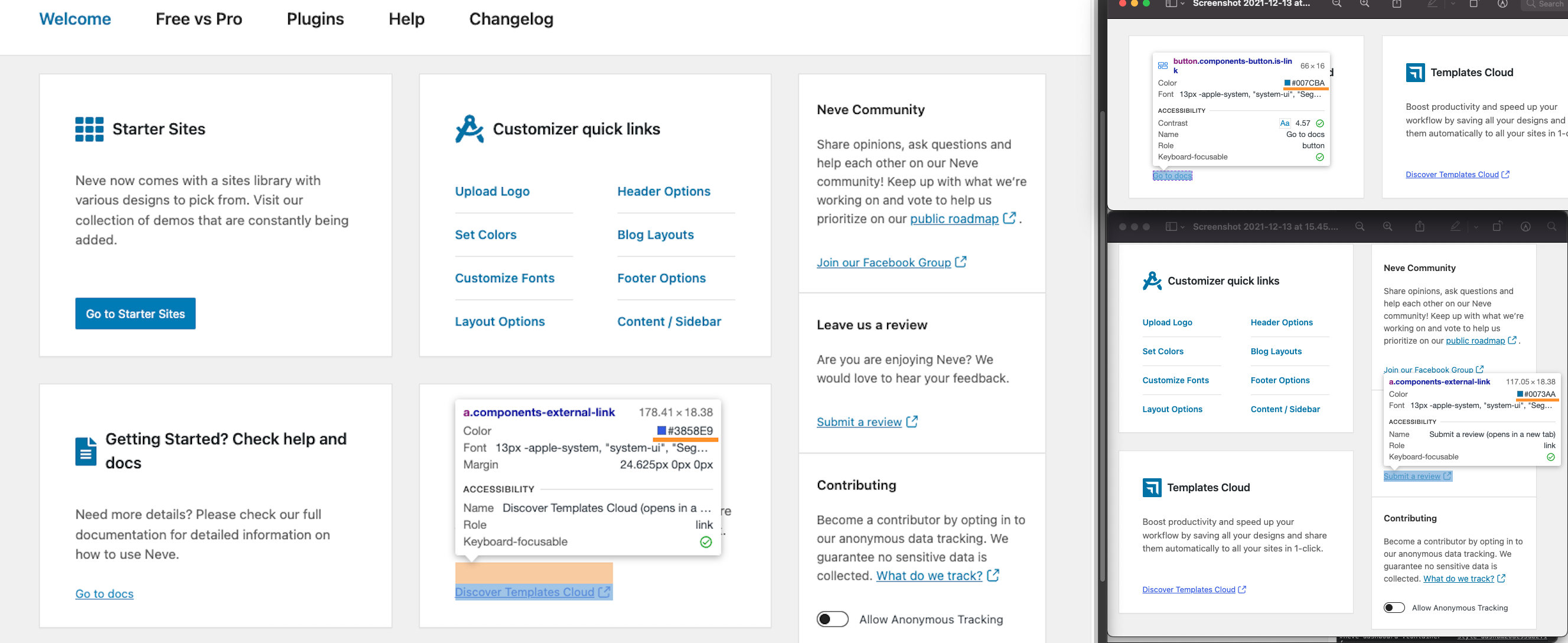Use same colors for all links in neve options page · Issue #3266 · Codeinwp/neve · GitHub