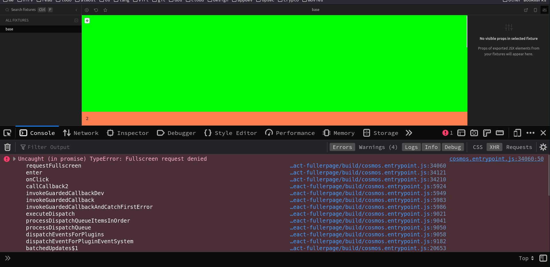Fixture Fails To Enter Fullscreen Mode · Issue 1529 · React Cosmos React Cosmos · Github