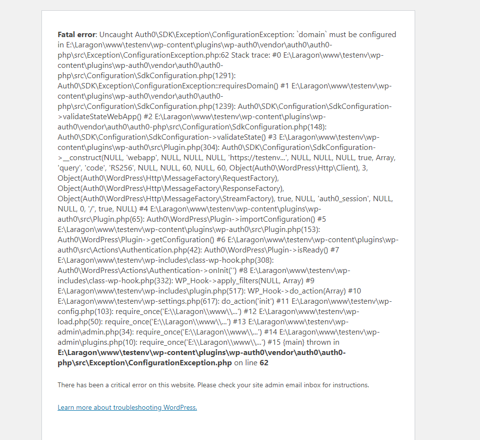V500 Sdk Auth Configuration Missing On Activation I Think · Issue 857 · Auth0wordpress