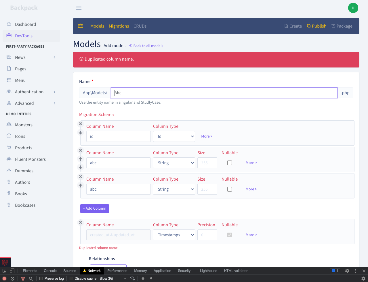 Bug Devtools Should Not Let Dev Submit The Form When Two Columns