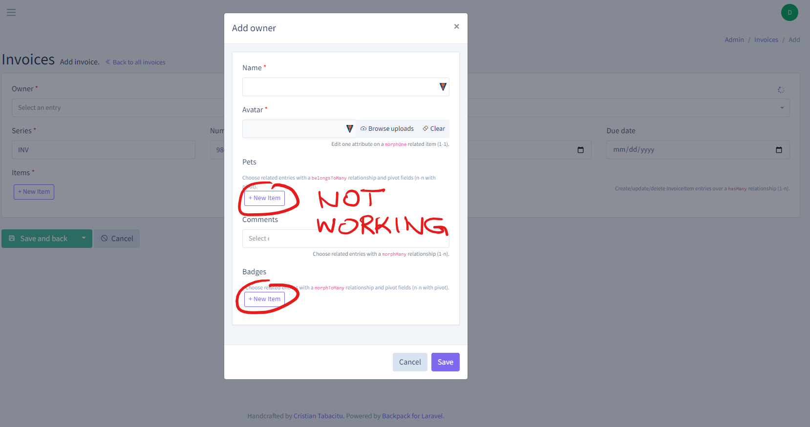 [Bug] Subfields don't work inside `InlineCreateOperation`? · Issue #4519 · Laravel-Backpack/CRUD ...