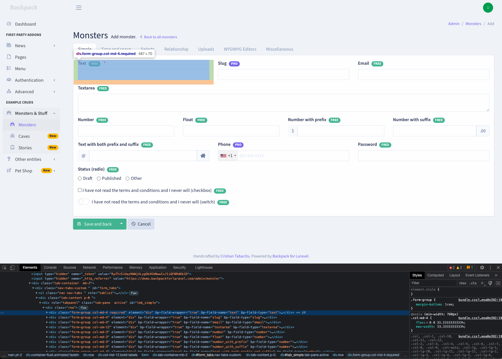 Method To Quickly Resize The Operation View · Issue 345 · Laravel Backpackcommunity Forum · Github