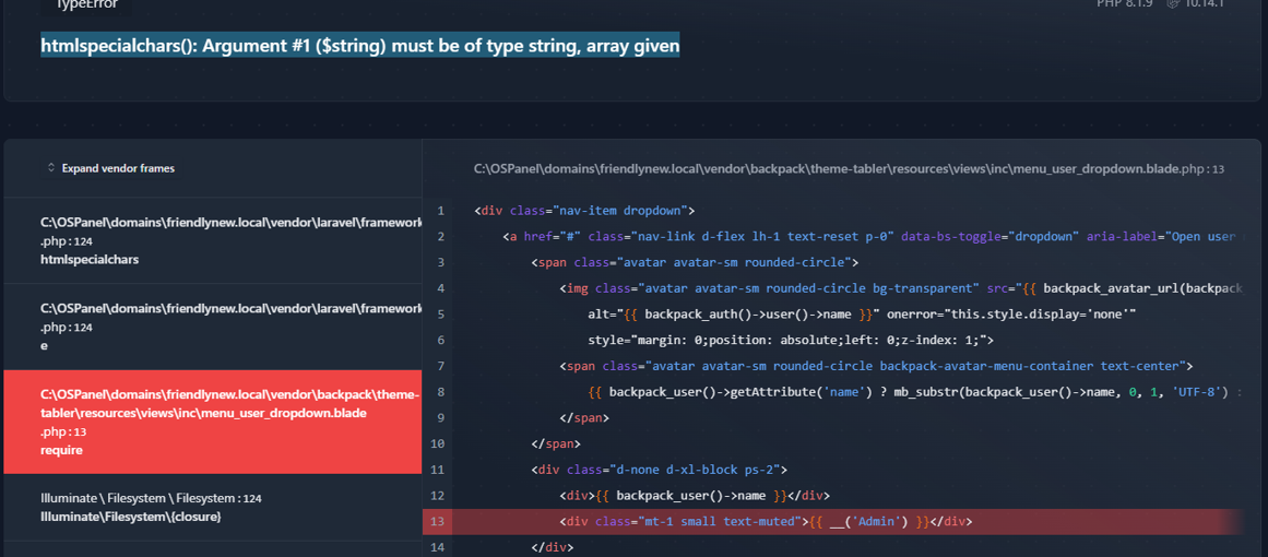 Maybe Not Ok To Do `admin` · Issue 96 · Laravel Backpacktheme Tabler · Github