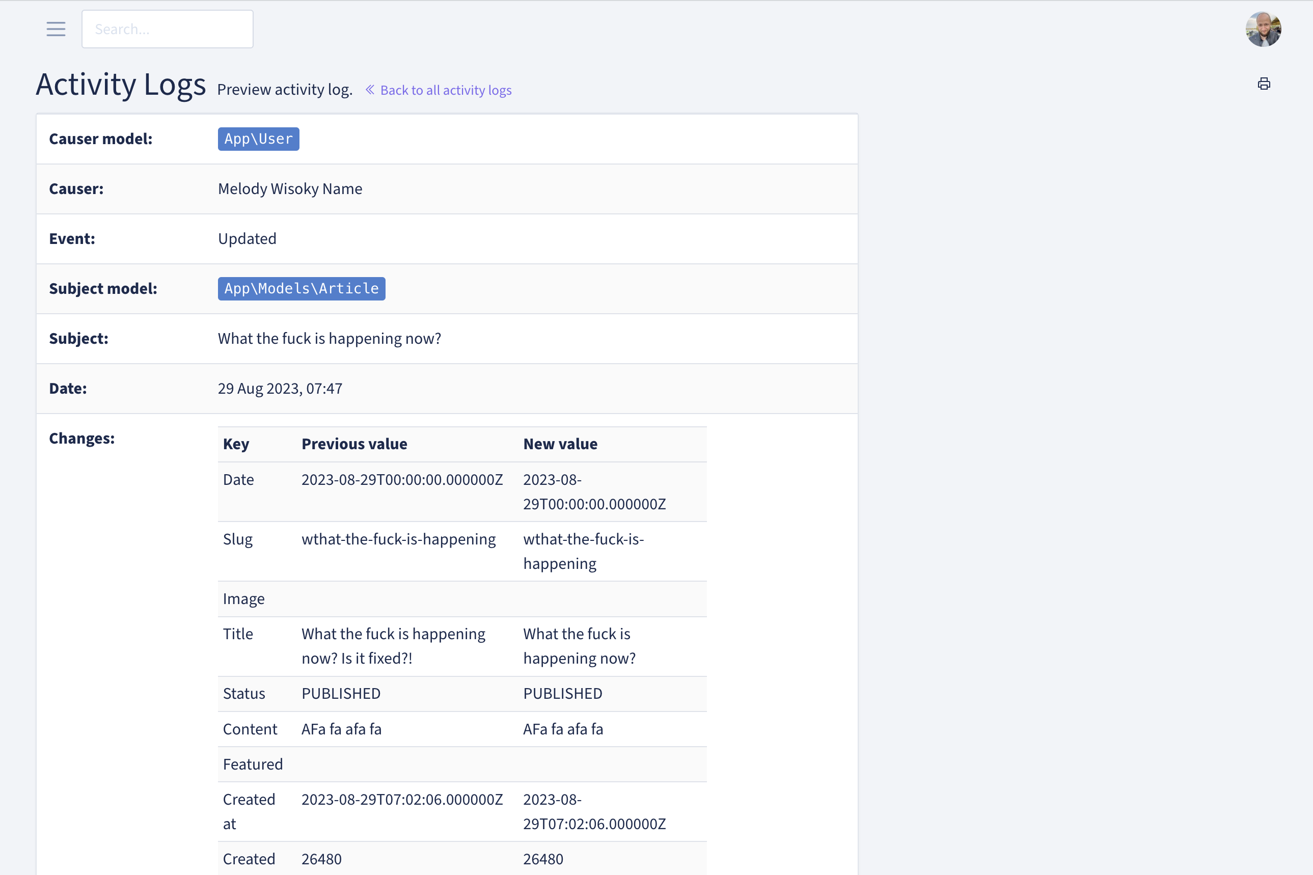[Feature Request] Show operation could be easier to read · Issue #12 · Laravel-Backpack/activity ...
