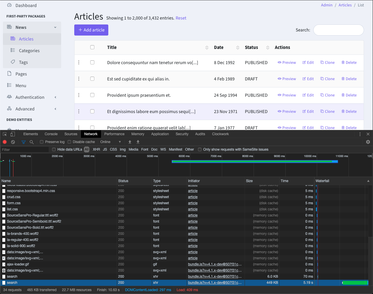 Response time for loading big amounts of data · Issue #2696 · Laravel-Backpack/CRUD · GitHub