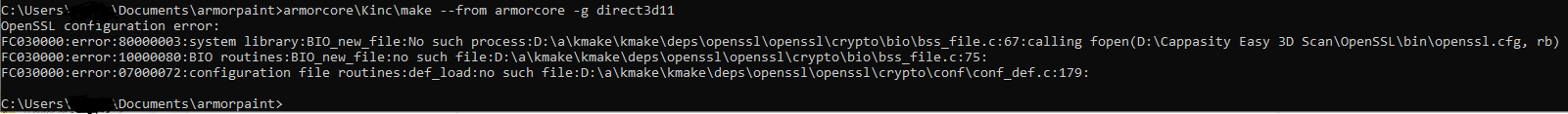 "No such file/process" when typing "armorcore\Kinc\make --from armorcore -g direct3d11" · Issue ...
