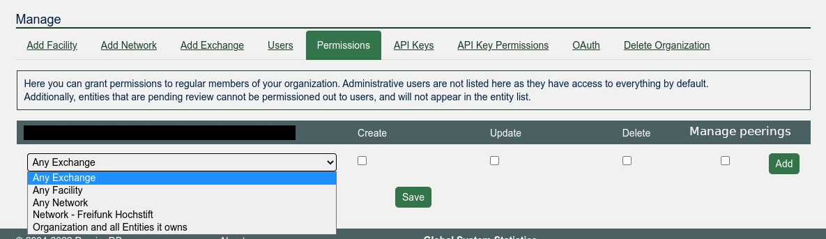 Add permission 'manage peering sessions' · Issue #1290 · peeringdb/peeringdb · GitHub