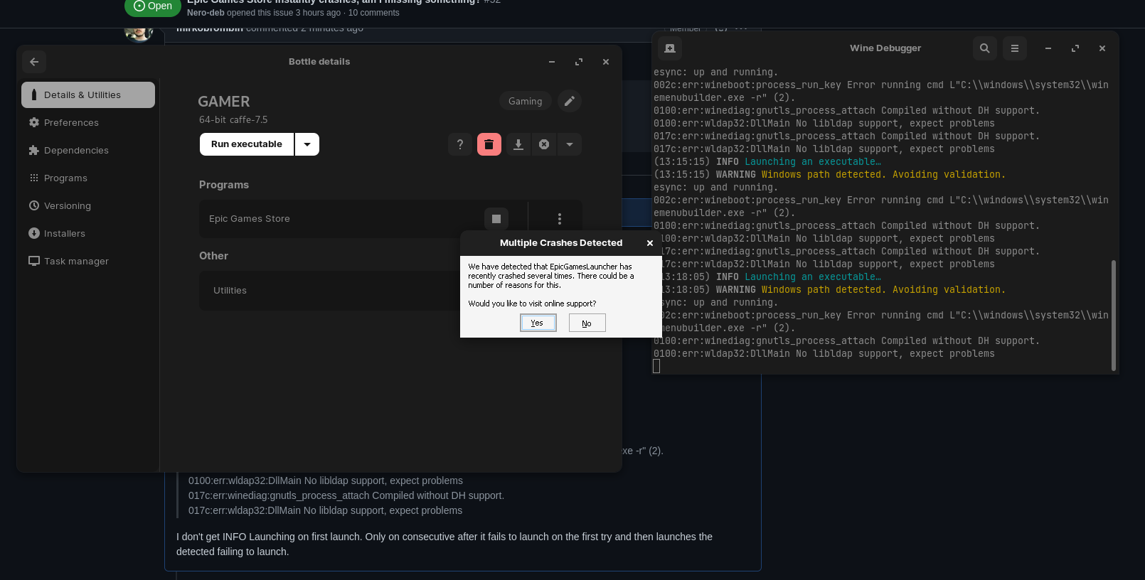 Epic Games Store instantly crashes, am I missing something? · Issue #52 ...