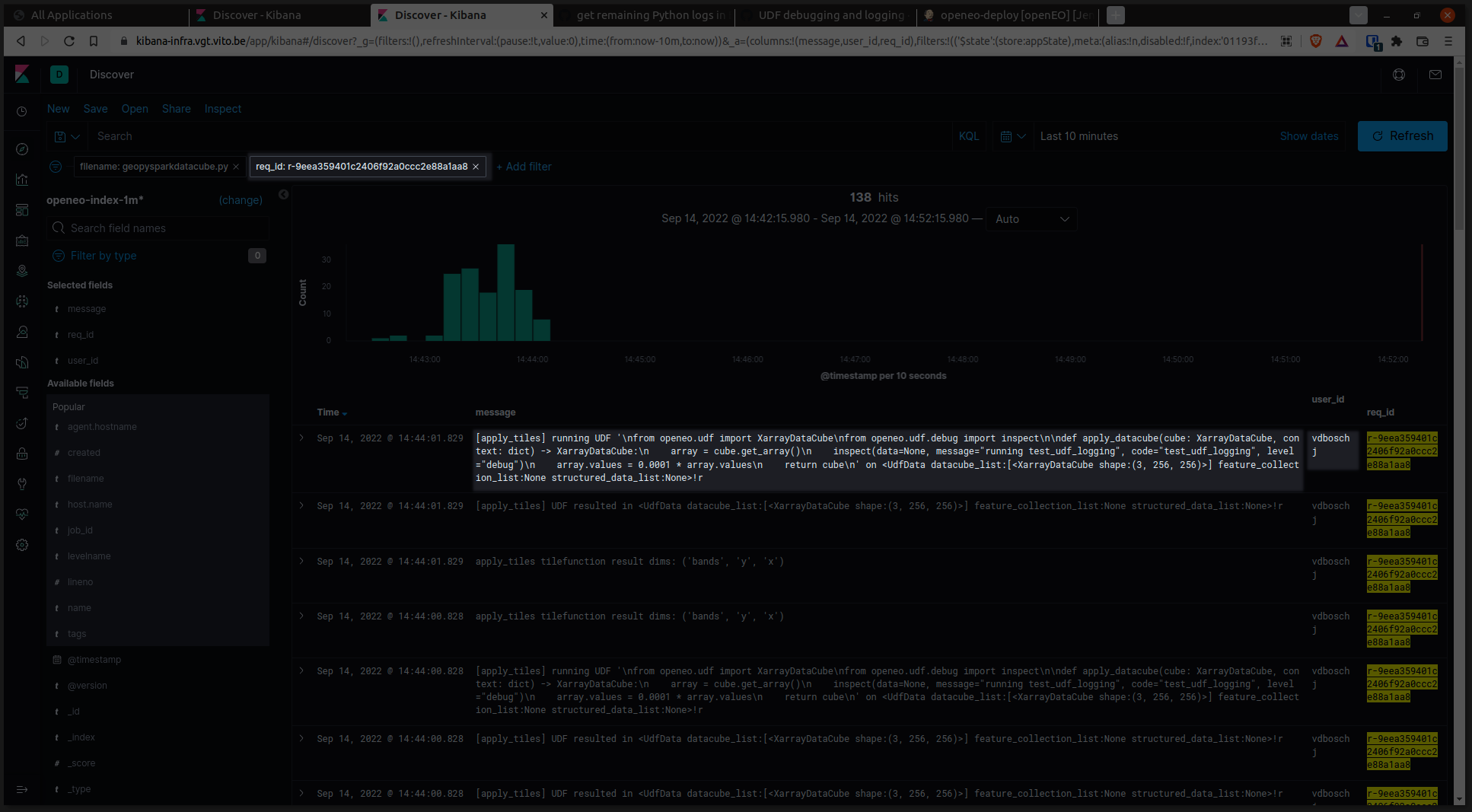 get remaining Python logs in ES/Kibana · Issue #217 · Open-EO/openeo-geopyspark-driver · GitHub