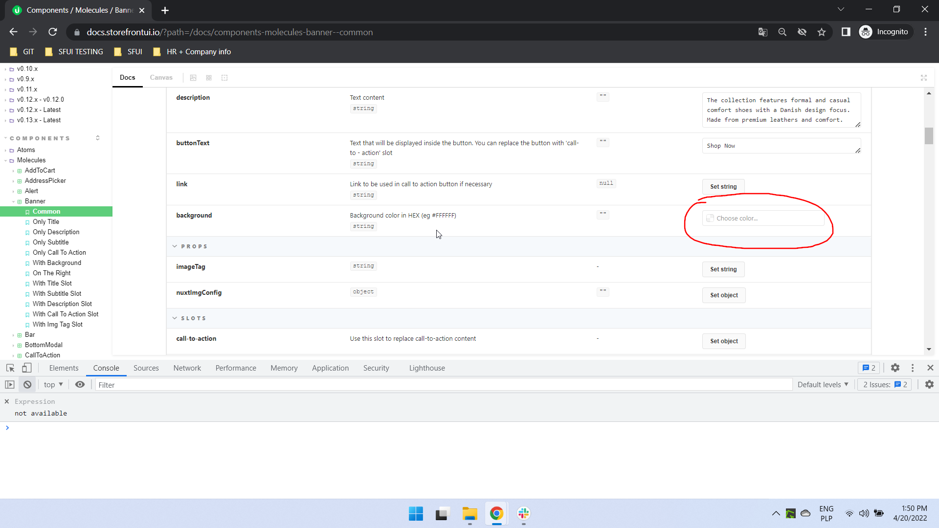 [BUG] Storybook Molecules Banner color picker provides error · Issue #2377 · vuestorefront ...