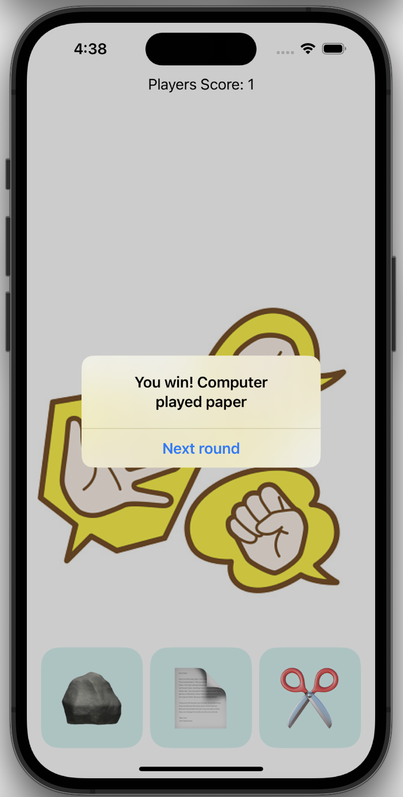 GitHub - BriLewiss/Rock-Paper-Scissors-iOS-App: Simple rock, paper, scissors iOS app