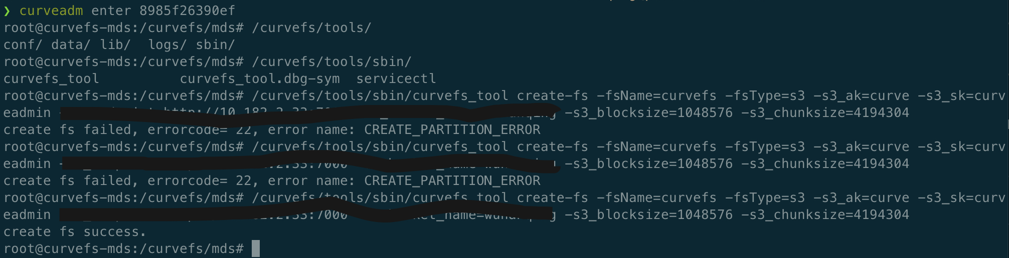 curvefs_tool create-fs failed, error is CREATE_PARTITION_ERROR · Issue #998 · opencurve/curve ...