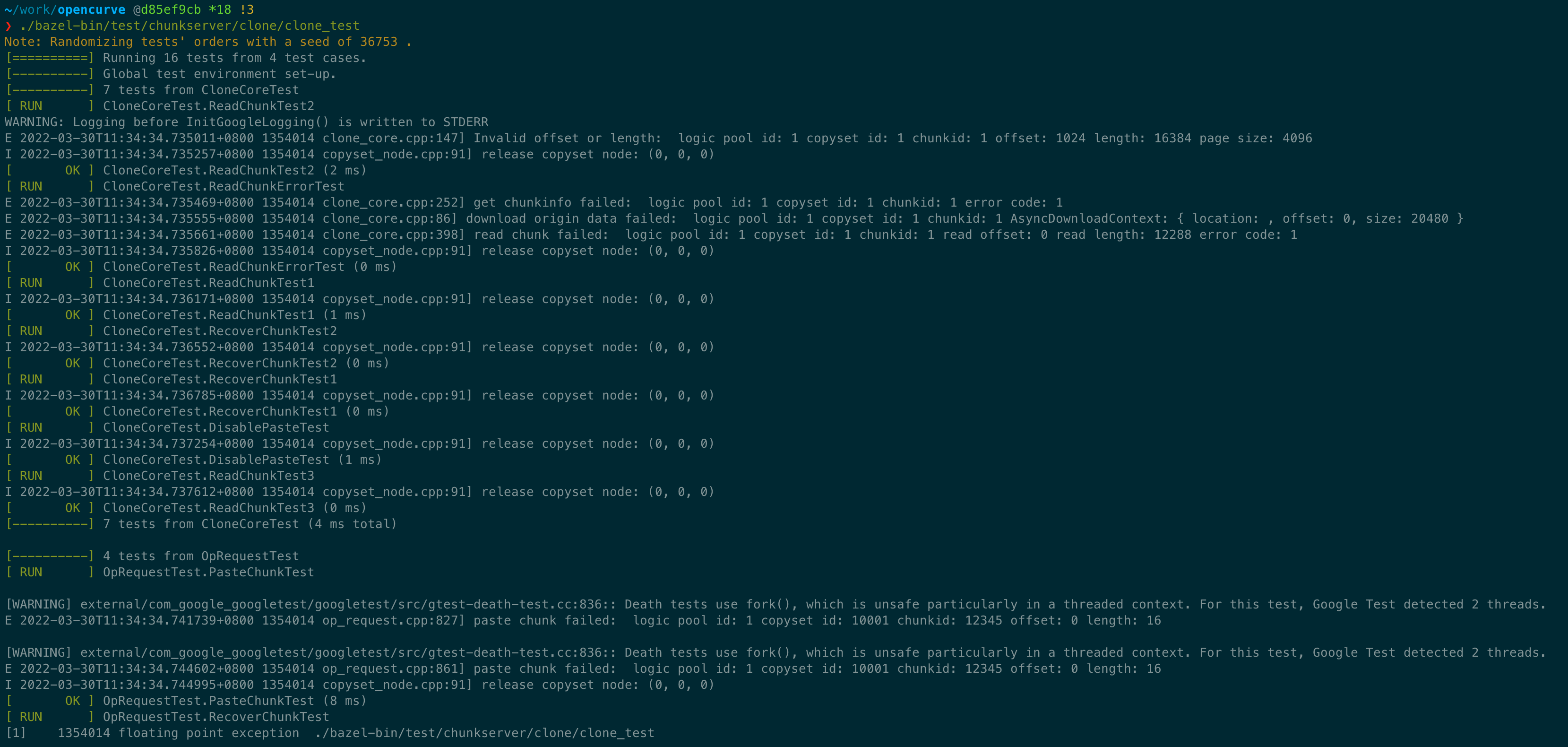 unittest: test/chunkserver/clone/clone_test always segmentation fault ...