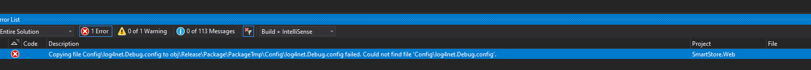 Copying file Config\log4net.Debug.config to obj\Release\Package\PackageTmp\Config\log4net.Debug ...