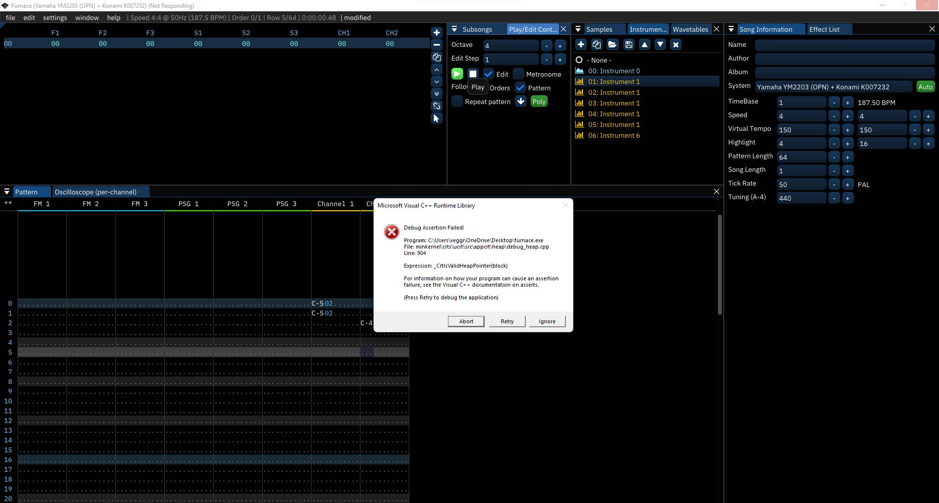 Furnace Crash Report · Issue #797 · tildearrow/furnace · GitHub