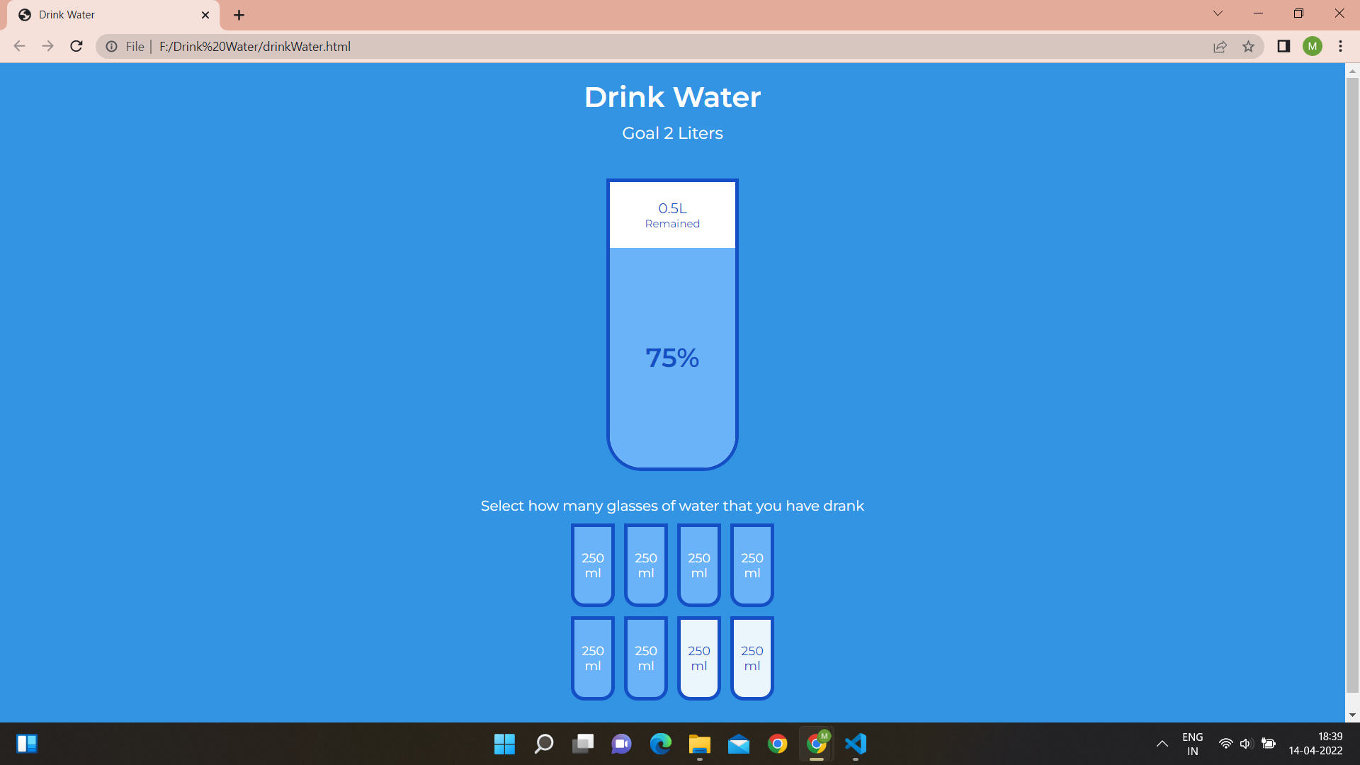 GitHub - Manya2001/Drink-Water: It is a cool little project where you ...