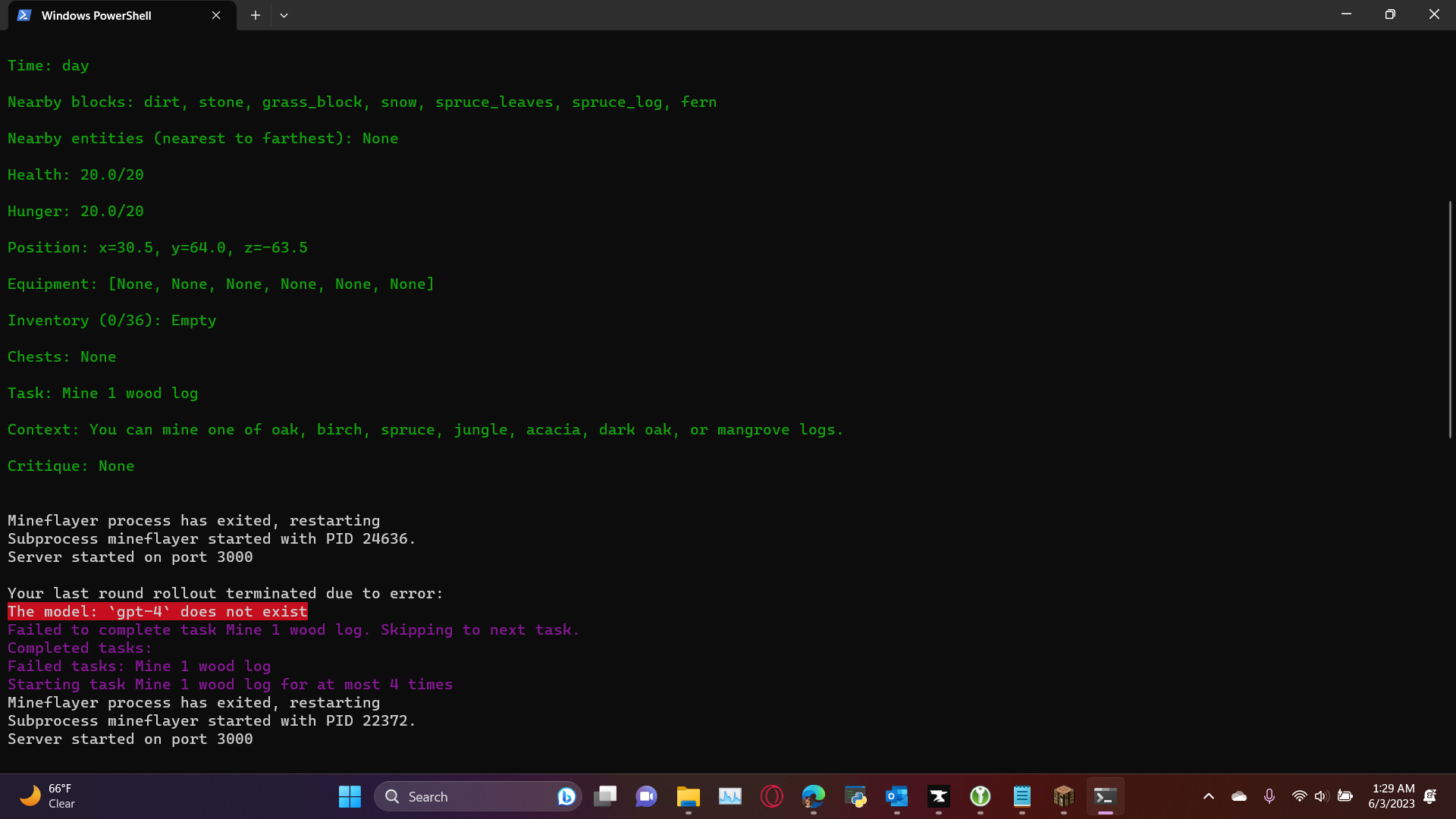 Error: 'The model: `gpt-4` does not exist' - mc_port · Issue #63 · MineDojo/Voyager · GitHub