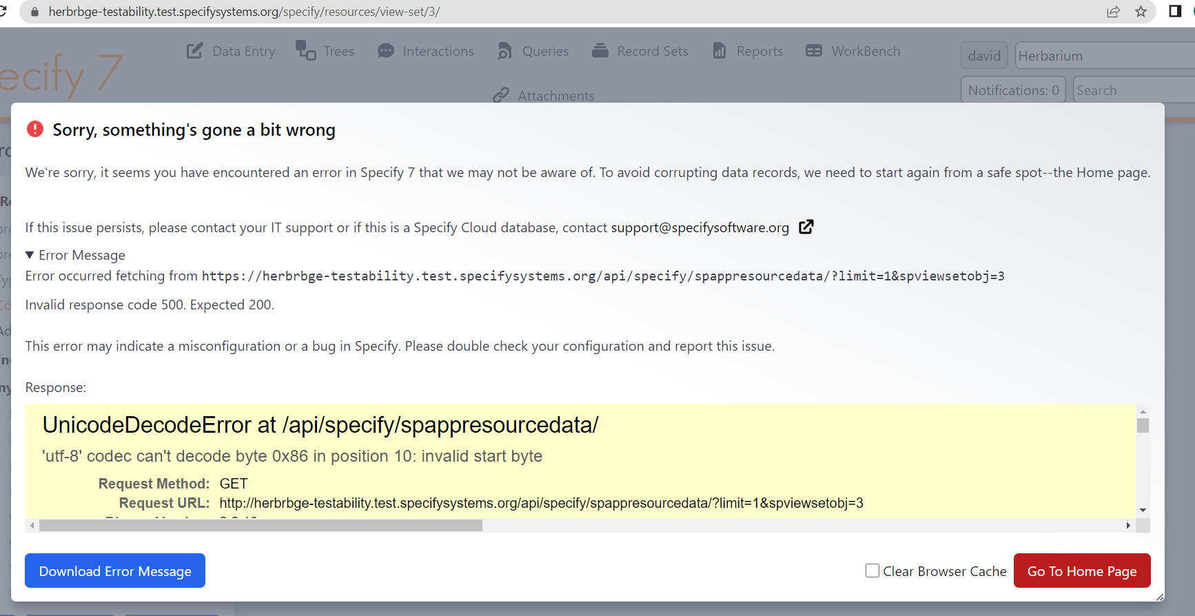 Attempting to open views definition results in error message · Issue #2337 · specify/specify7 ...