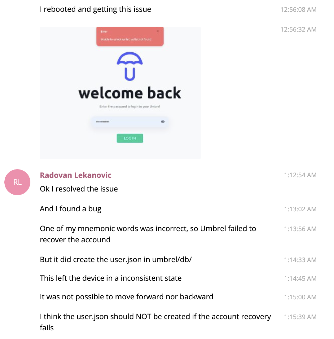 User incorrectly registered during a restore attempt with invalid seed · Issue #335 · getumbrel ...