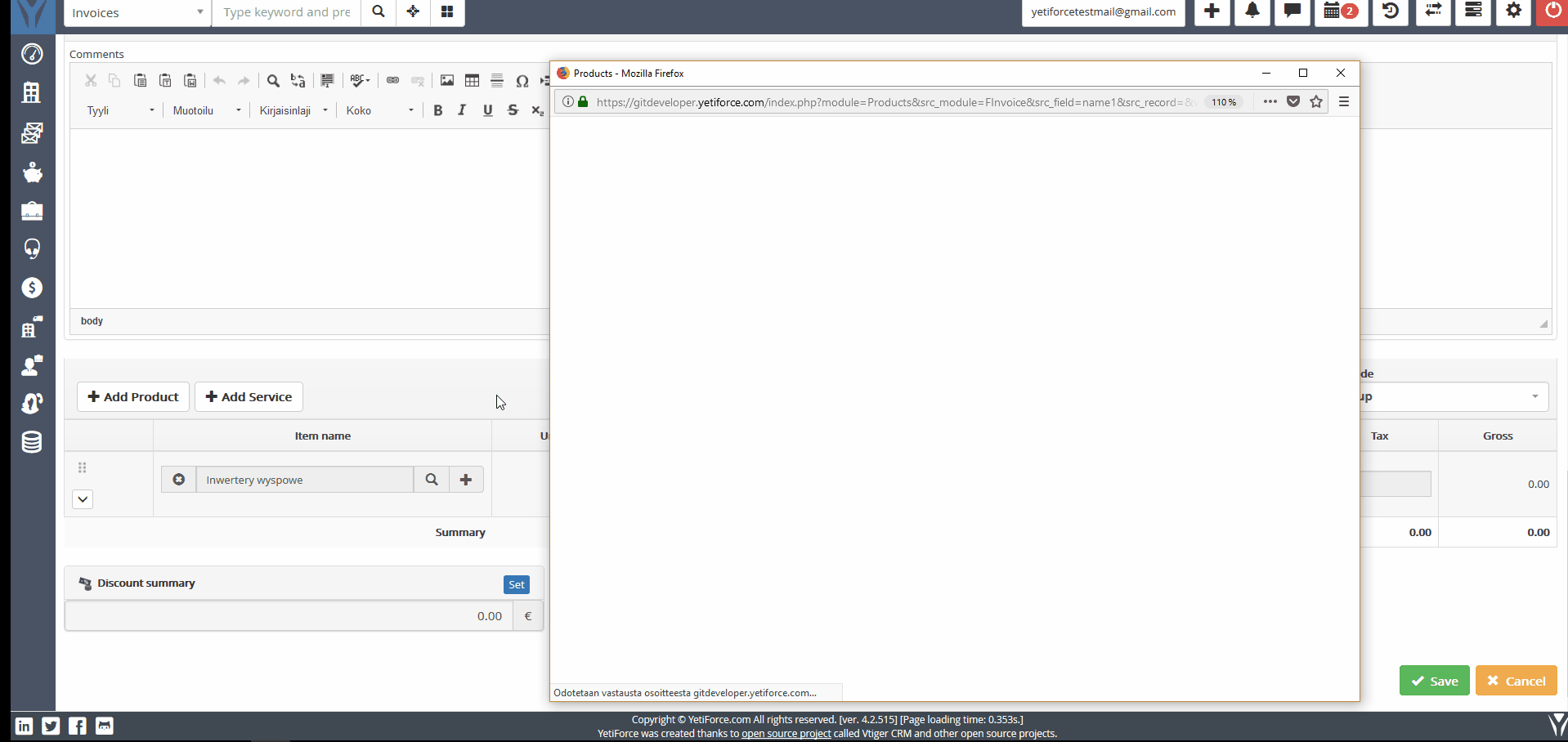 Adding product to invoice v.4.2.514 · Issue #5531 · YetiForceCompany/YetiForceCRM · GitHub