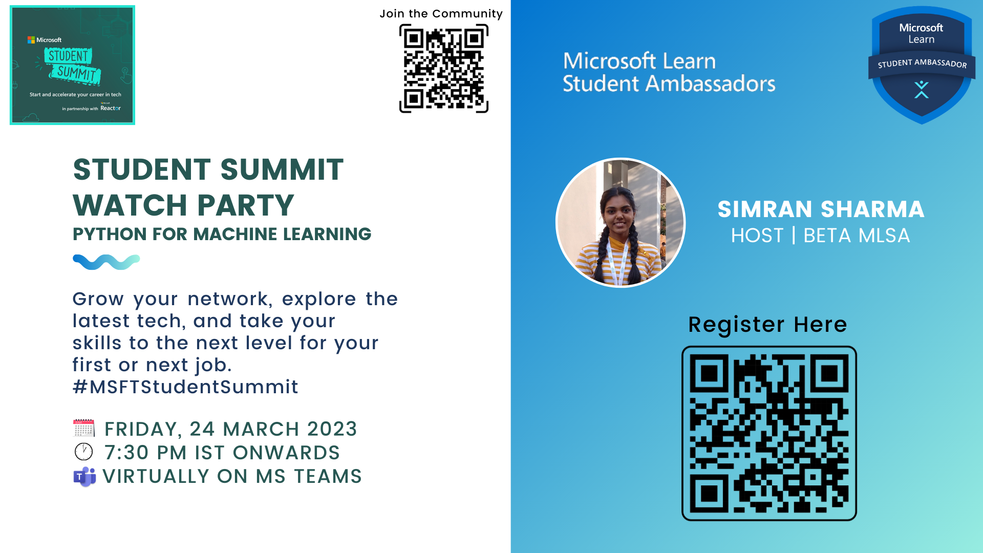 GitHub - SimranS22/MSFT-StudentSummit-2023: Python for Machine Learning ...