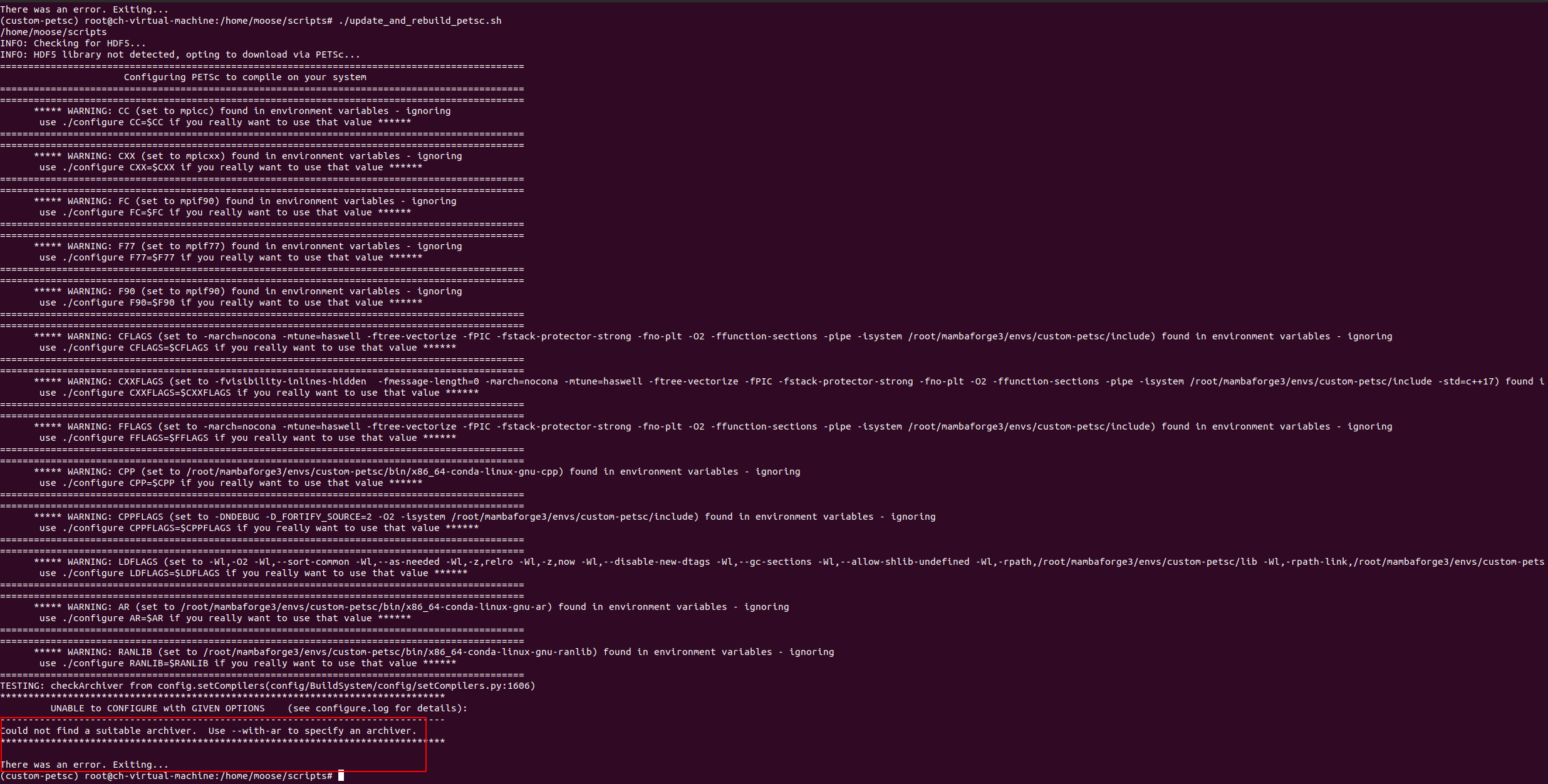 ./update_and_rebuild_petsc.sh and ./update_and_rebuild_libmesh.sh failed · idaholab moose ...